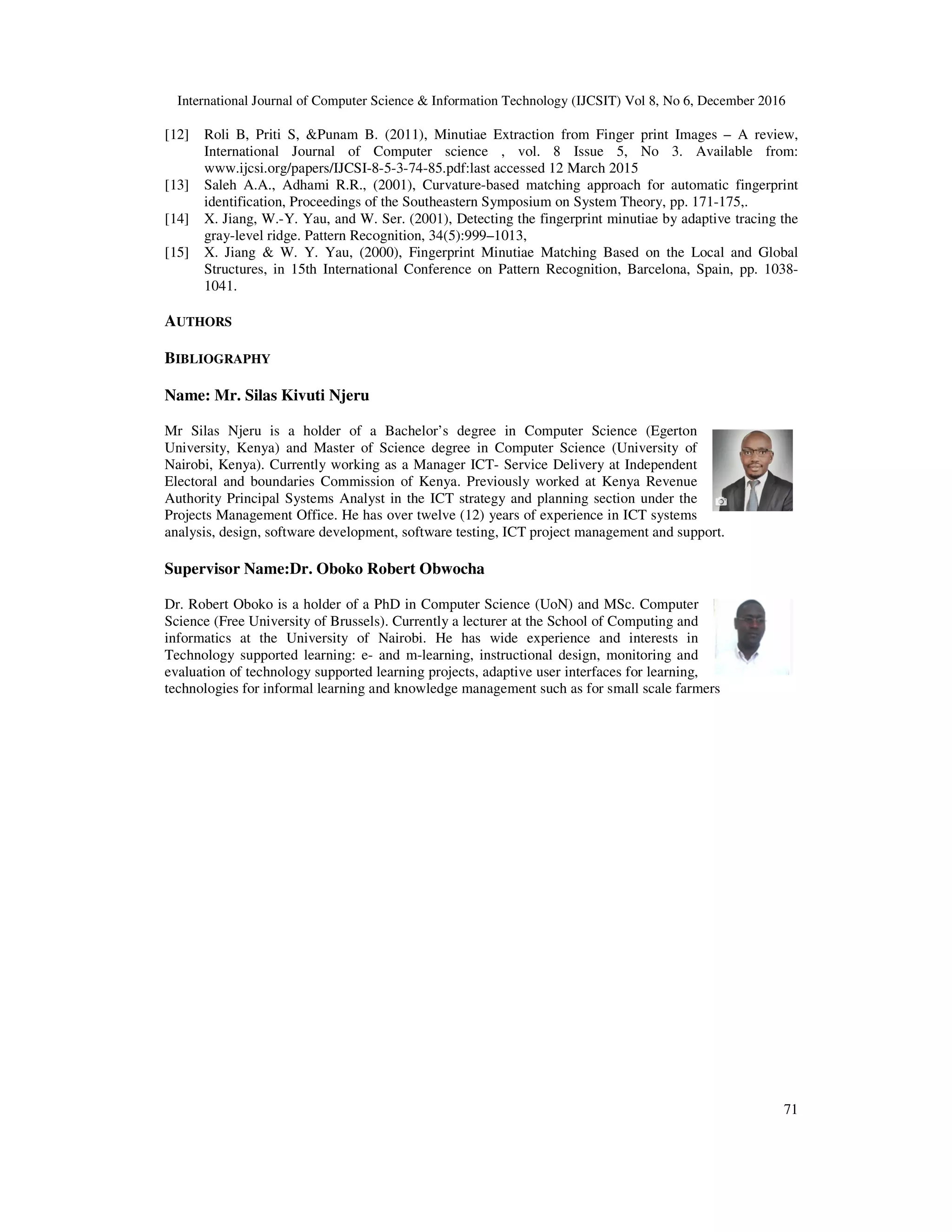 Comparative Analysis Of Minutiae Based Fingerprint Matching Algorithms Pdf