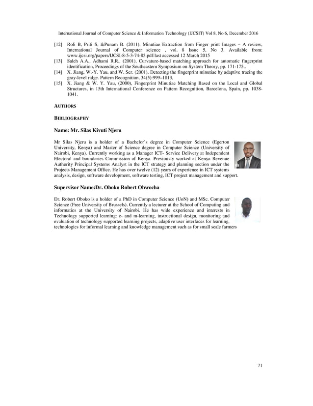 COMPARATIVE ANALYSIS OF MINUTIAE BASED FINGERPRINT MATCHING ALGORITHMS | PDF | Computing ...