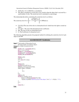 DYNAMIC CLASSIFICATION OF SENSITIVITY LEVELS OF DATAWAREHOUSE BASED ON ...