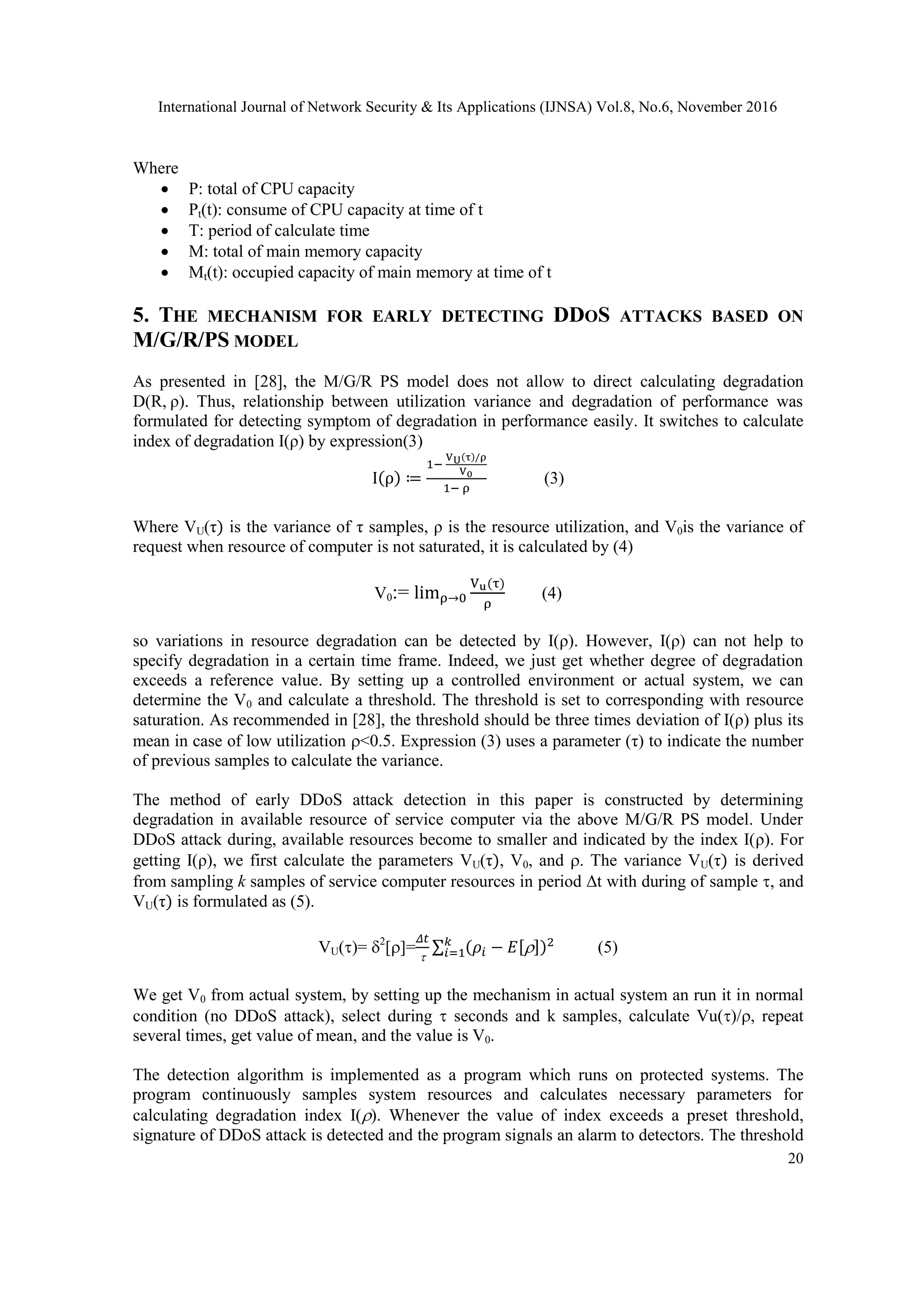 A MECHANISM FOR EARLY DETECTING DDOS ATTACKS BASED ON M/G/R PS QUEUE | PDF