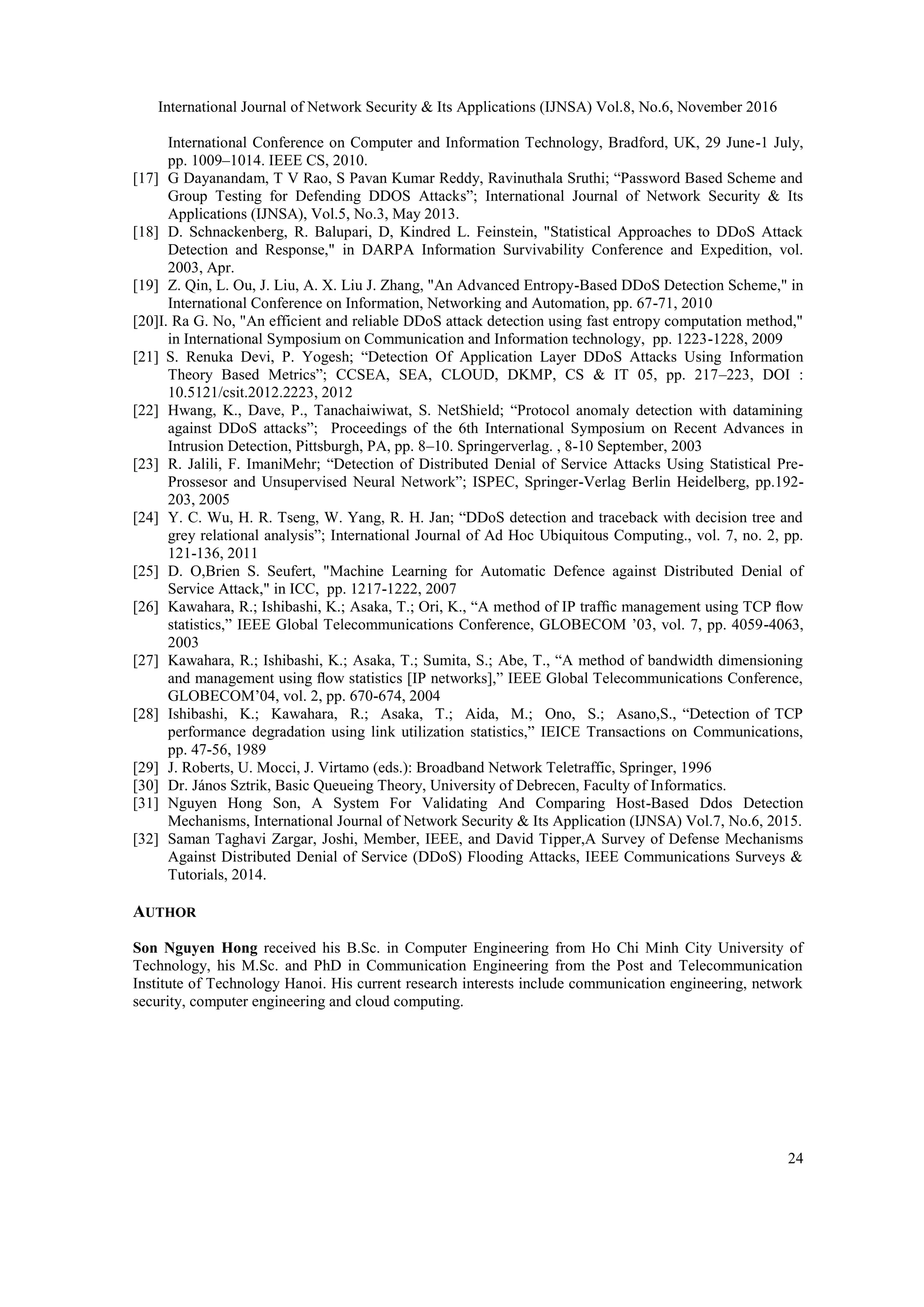 A MECHANISM FOR EARLY DETECTING DDOS ATTACKS BASED ON M/G/R PS QUEUE | PDF