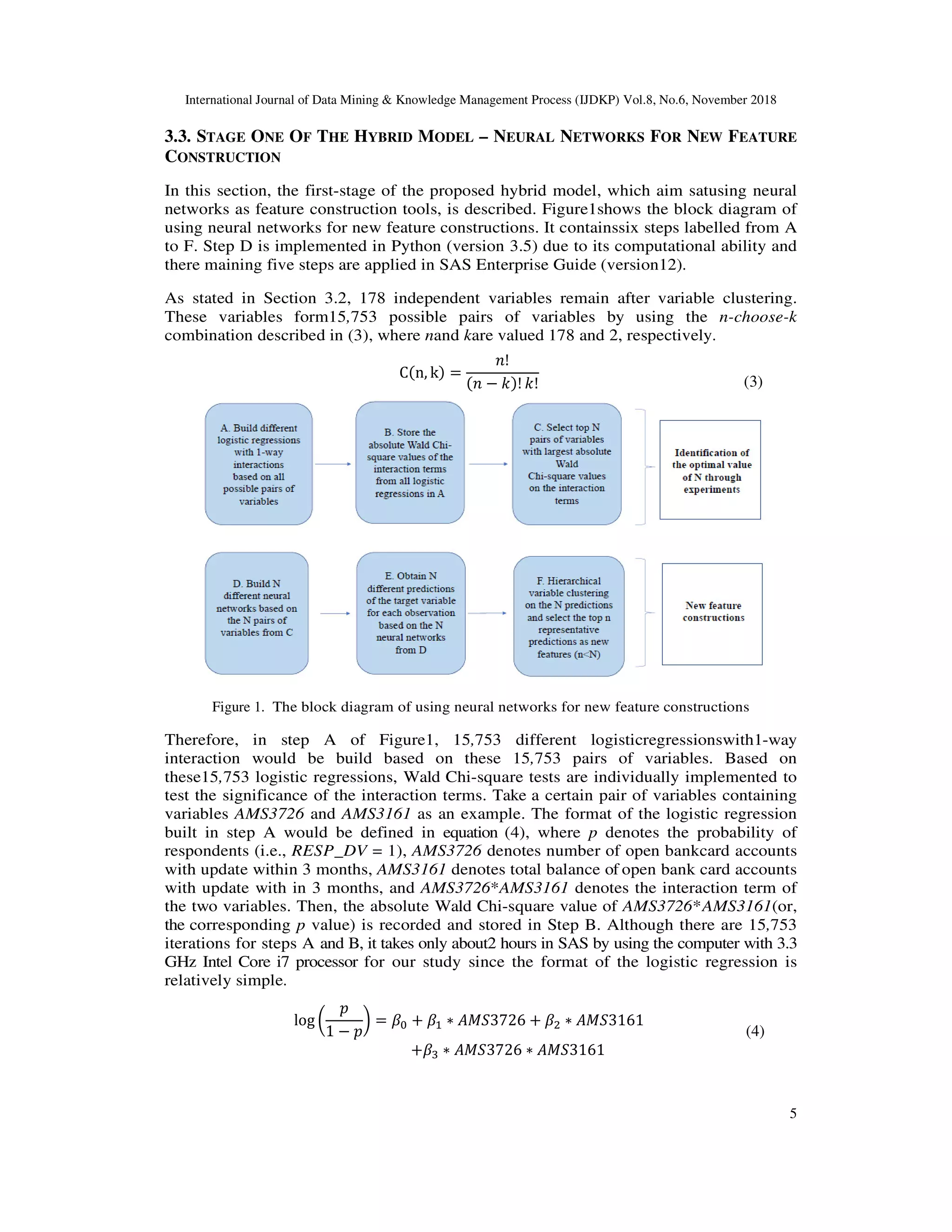 A TWO-STAGE HYBRID MODEL BY USING ARTIFICIAL NEURAL NETWORKS AS FEATURE CONSTRUCTION ALGORITHMS ...