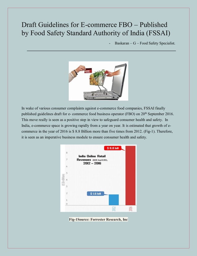 FSSAI - Guidline for e-commerce FBO | PDF
