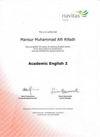 navitas english certificate | PDF