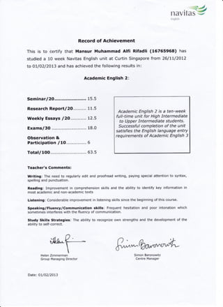 navitas english certificate | PDF
