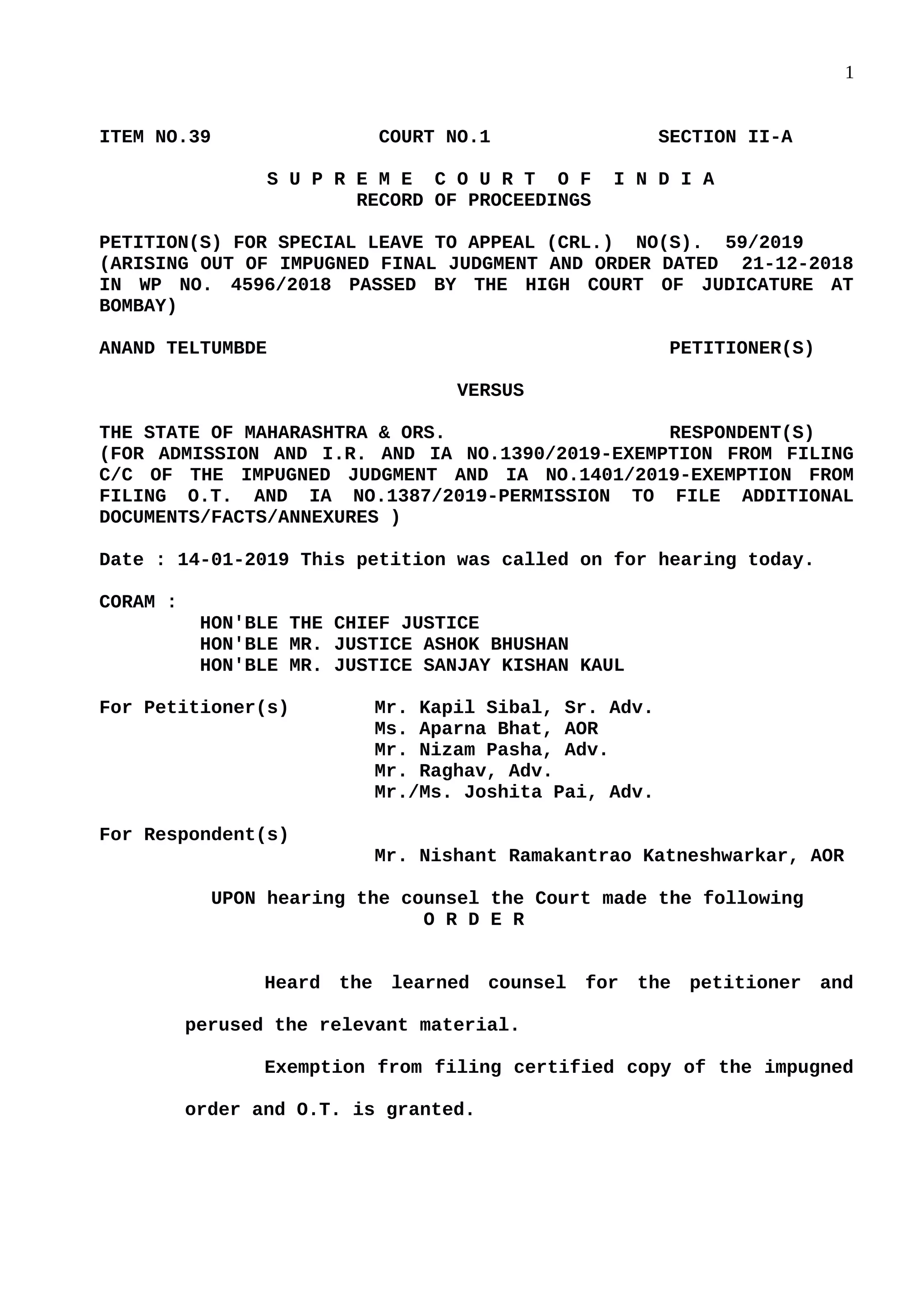 SC order on Teltumbde | PDF