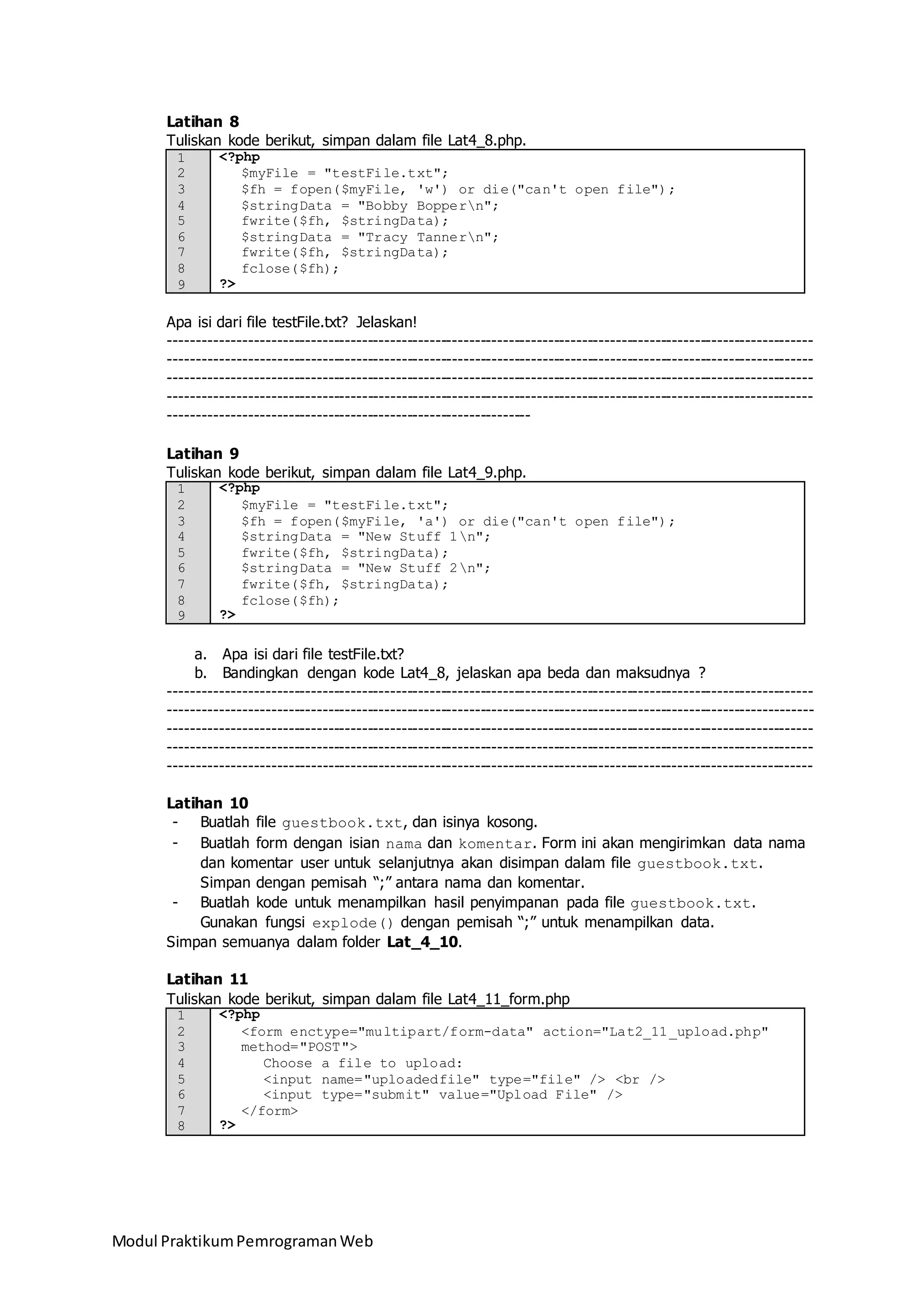 Modul Praktikum PW 2016 Bab 4 - OperasiFile | PDF