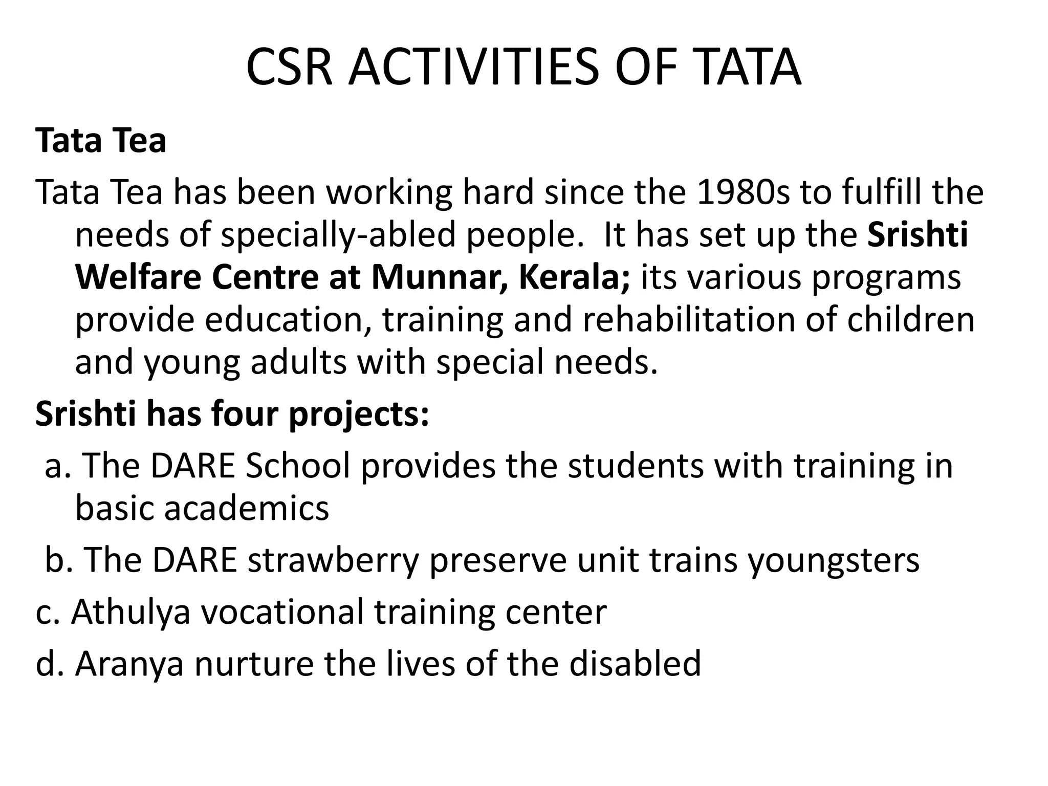 A presentation on csr activities done by tata group | PPTX