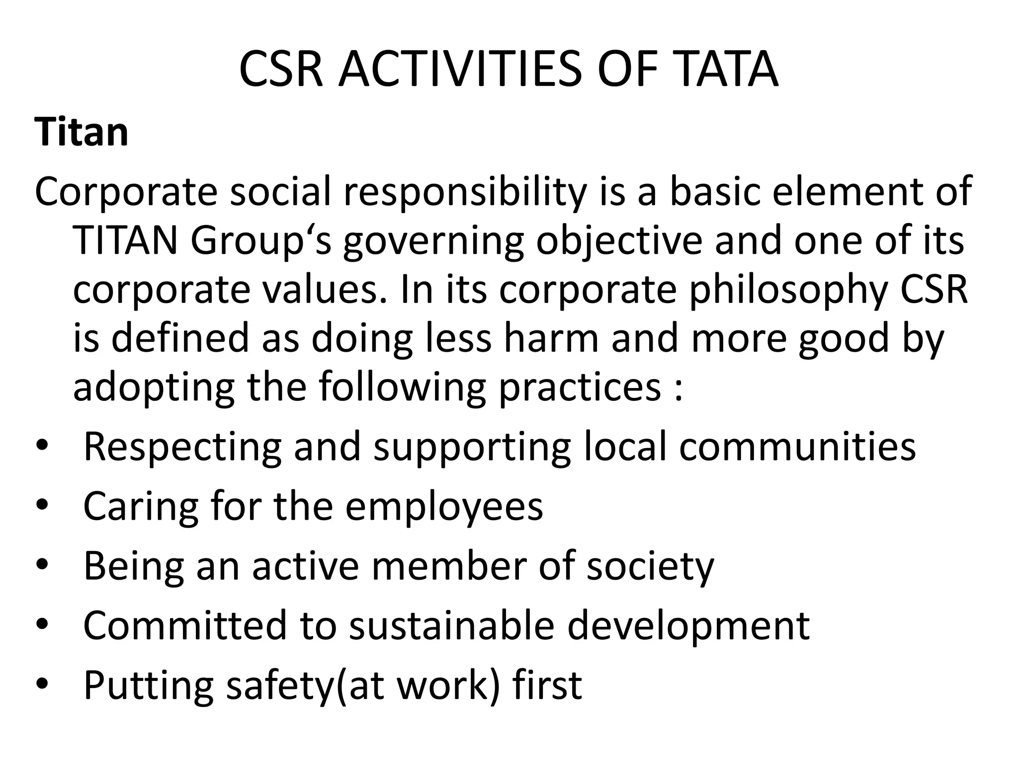 A presentation on csr activities done by tata group | PPTX