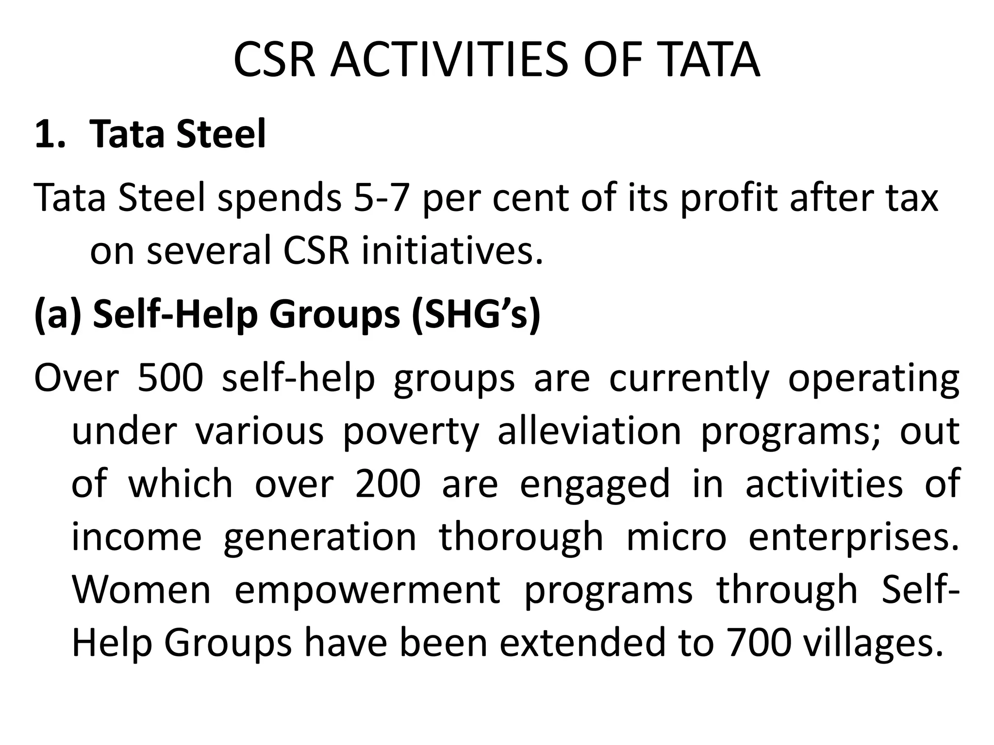 A presentation on csr activities done by tata group | PPTX
