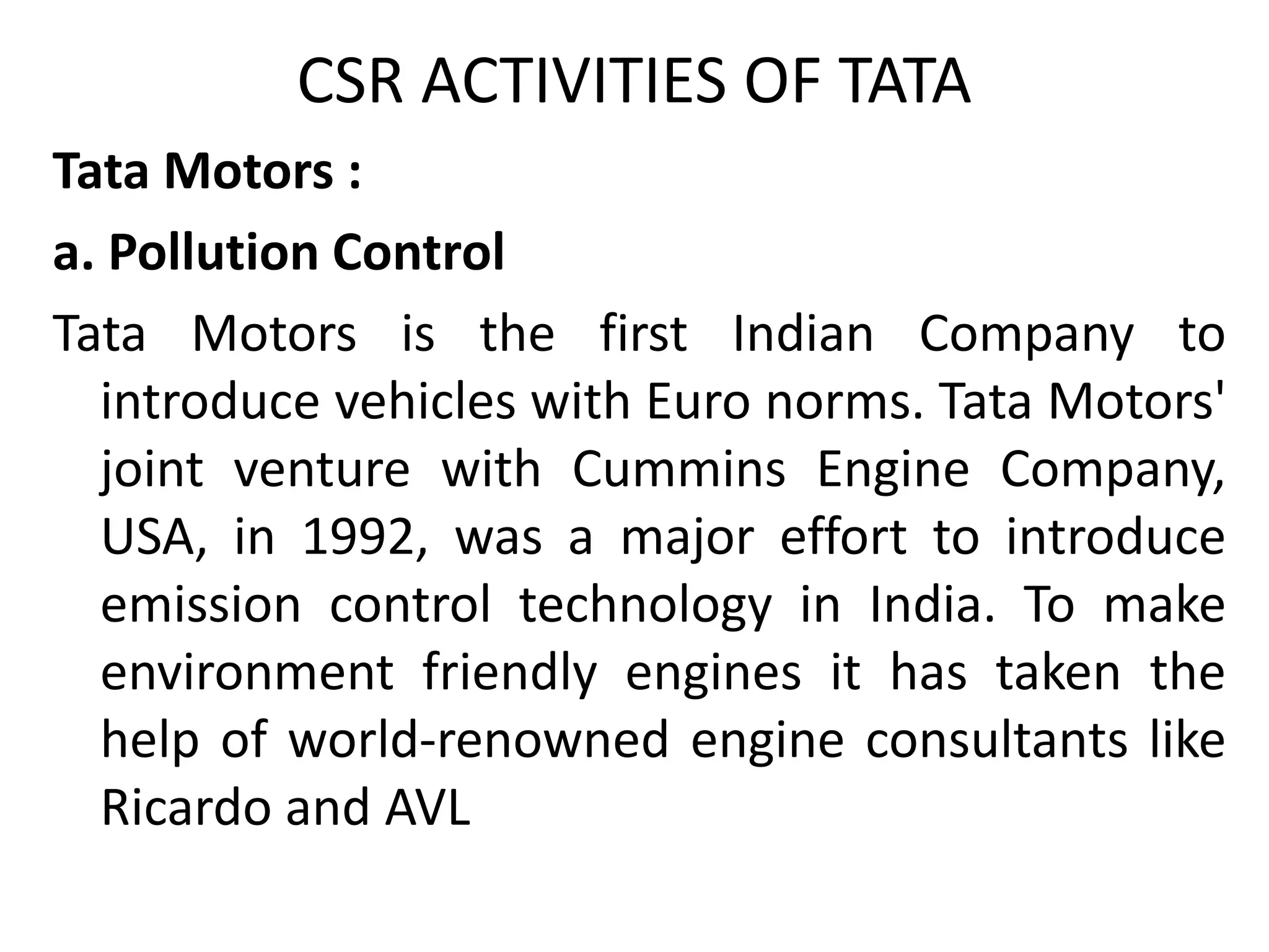 A presentation on csr activities done by tata group | PPTX