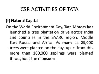 A presentation on csr activities done by tata group | PPTX