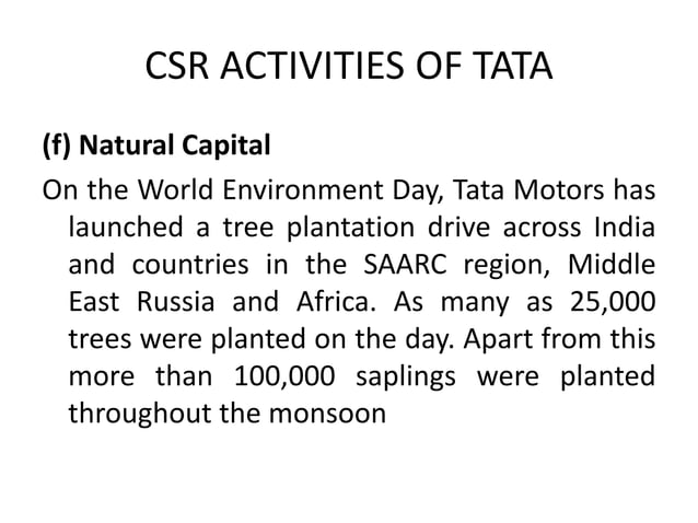 A presentation on csr activities done by tata group | PPTX