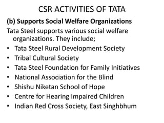 A presentation on csr activities done by tata group | PPTX