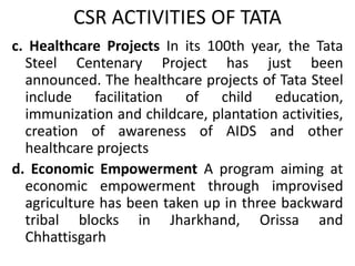 A presentation on csr activities done by tata group | PPTX