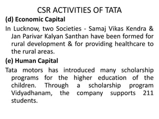 A presentation on csr activities done by tata group | PPTX