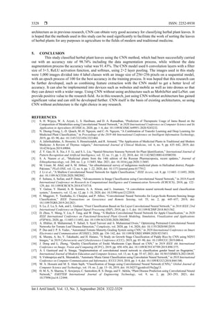 Herbal plant leaves classification for traditional medicine using convolutional neural network | PDF