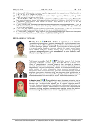 Herbal plant leaves classification for traditional medicine using convolutional neural network | PDF