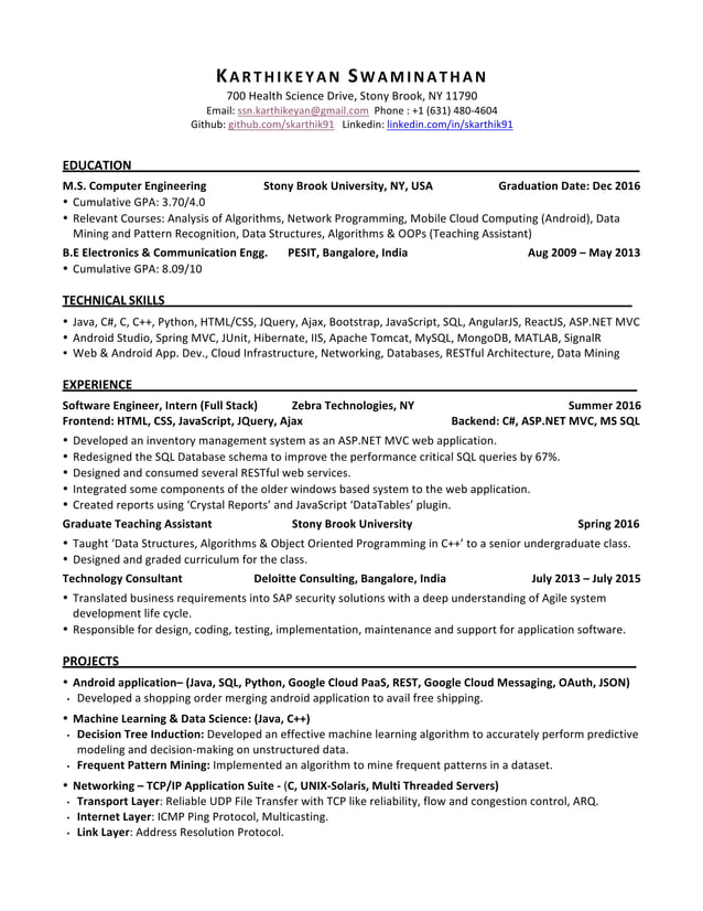 Karthikeyan Swaminathan Resume | PDF | Programming Languages | Computing
