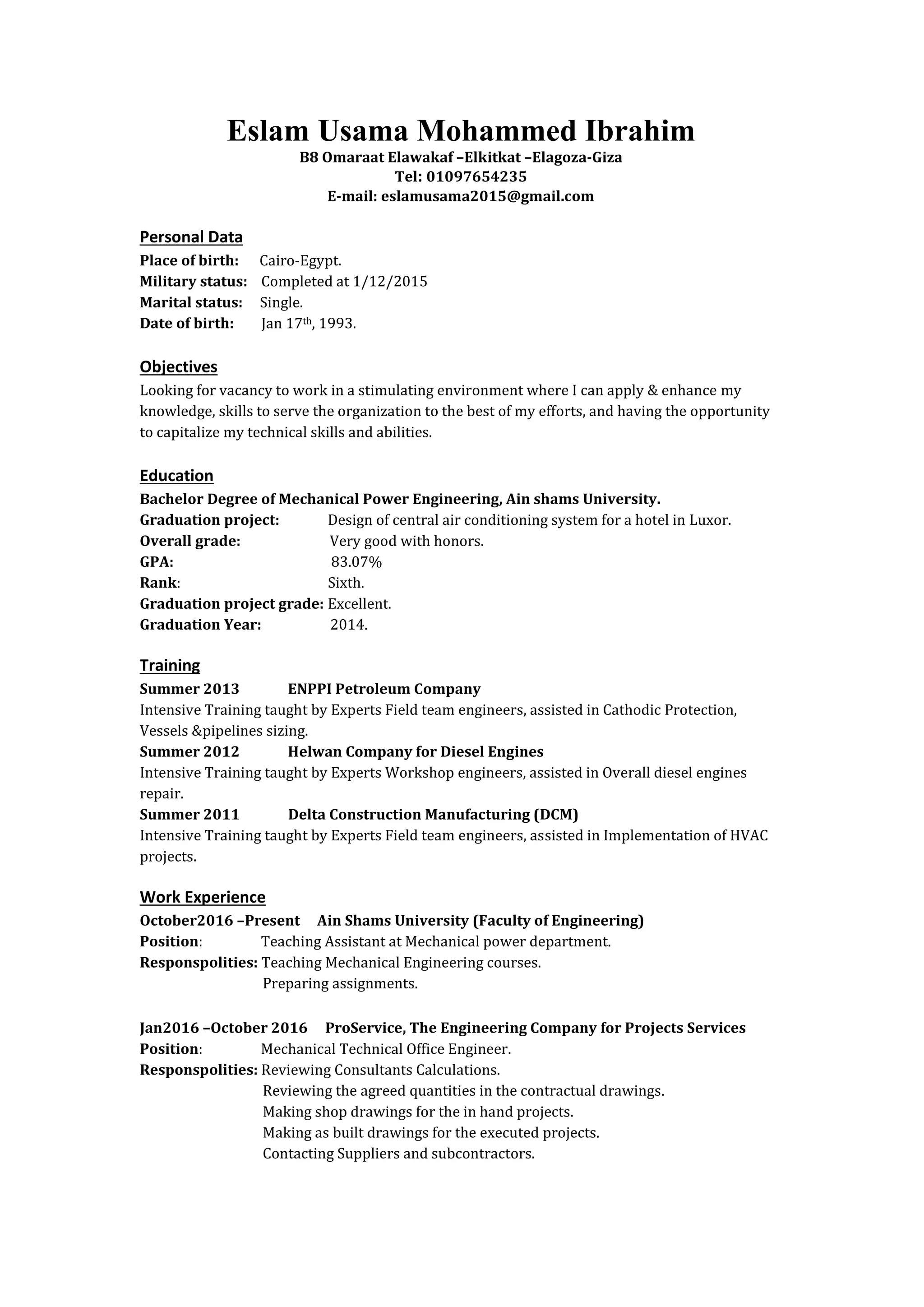Eslam Usama CV | PDF