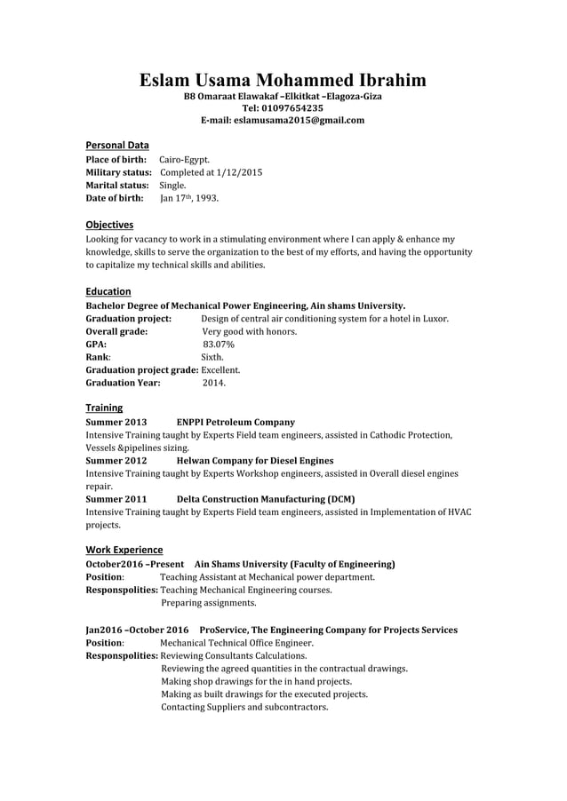 Eslam Usama CV | PDF