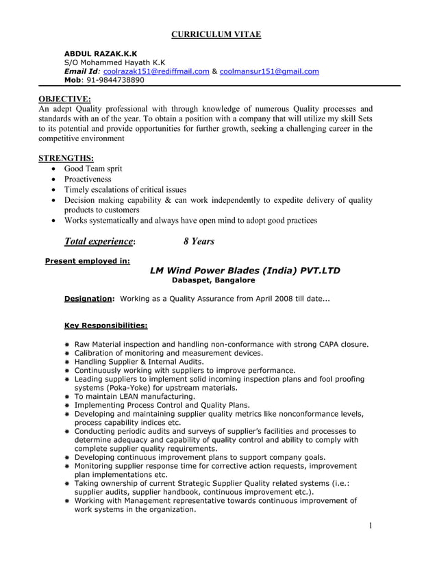Abdul Razak CV | PDF