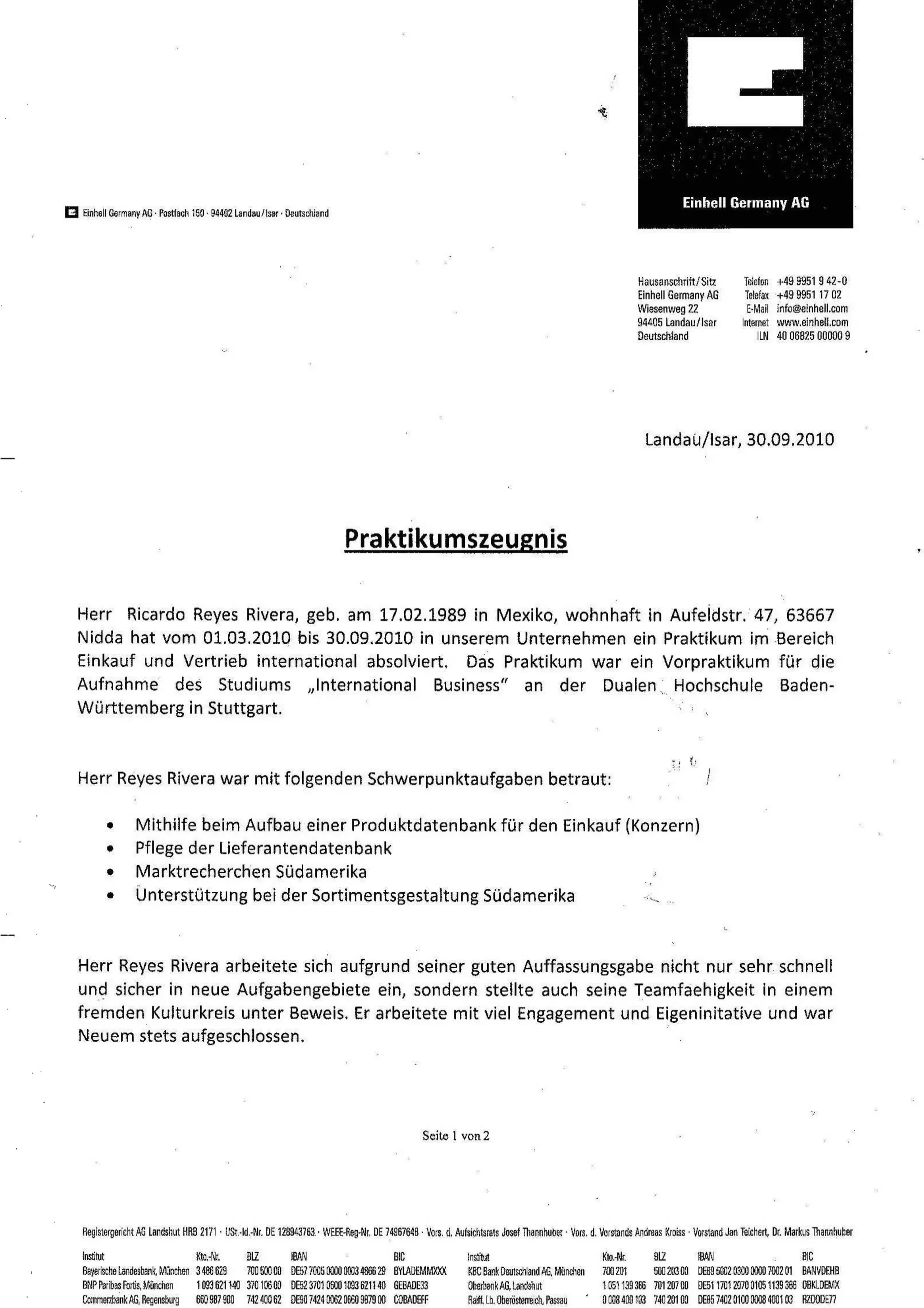 Einhell Zeugniss (DE) | PDF