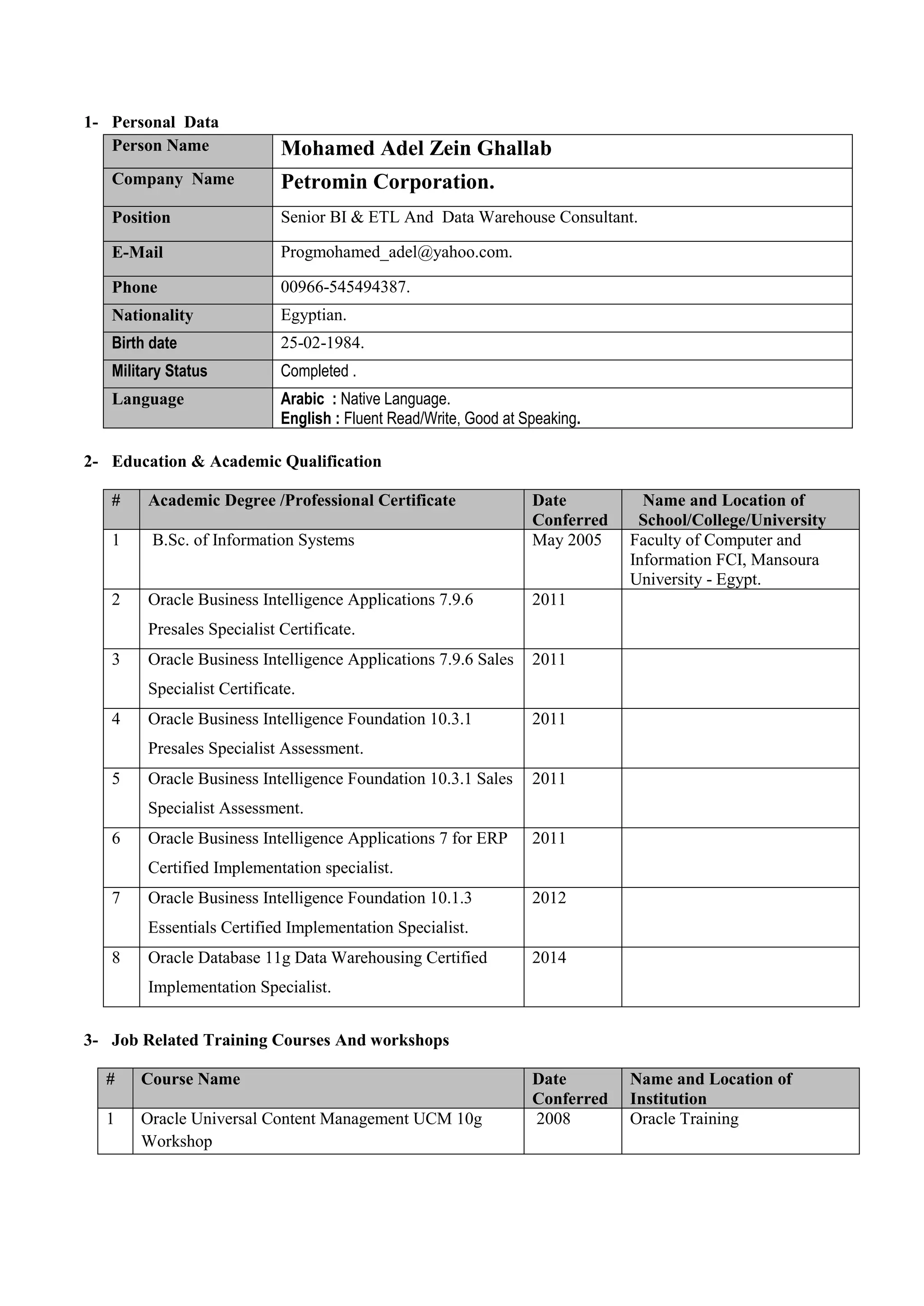Mohamed Adel CV | PDF