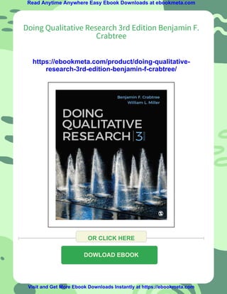 Doing Qualitative Research 3rd Edition Benjamin F. Crabtree | PDF