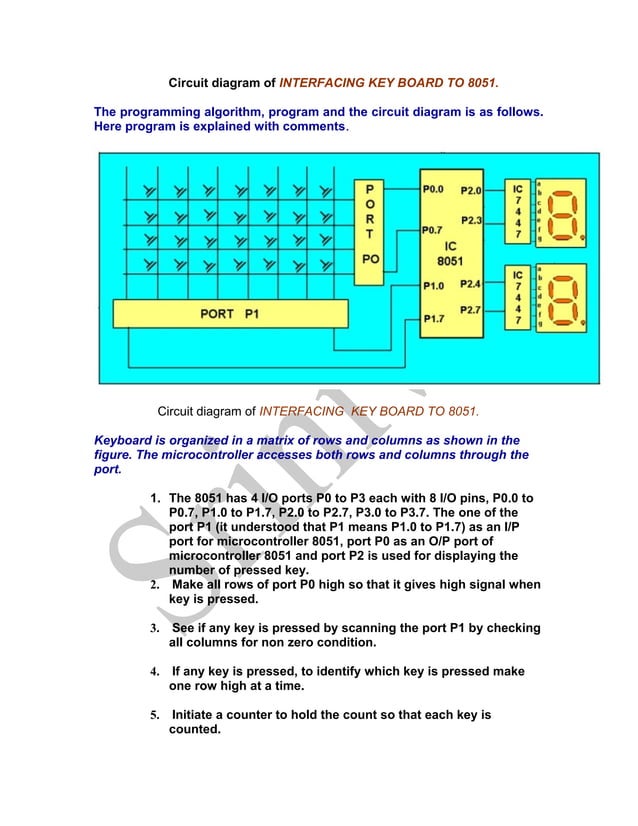 86409 interfacing the keyboard to 8051 microcontroller | DOC