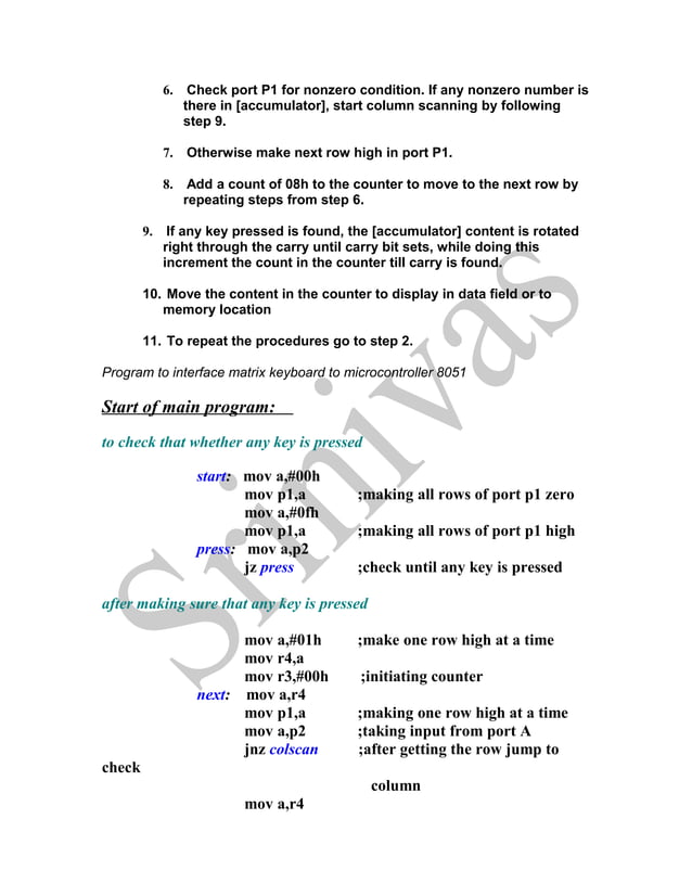86409 Interfacing The Keyboard To 8051 Microcontroller Doc