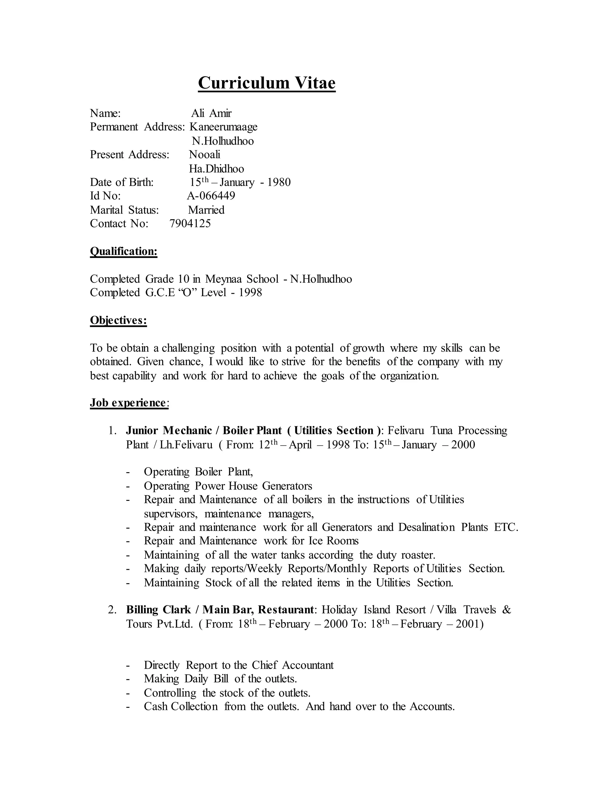 Curricula Vitae | DOCX