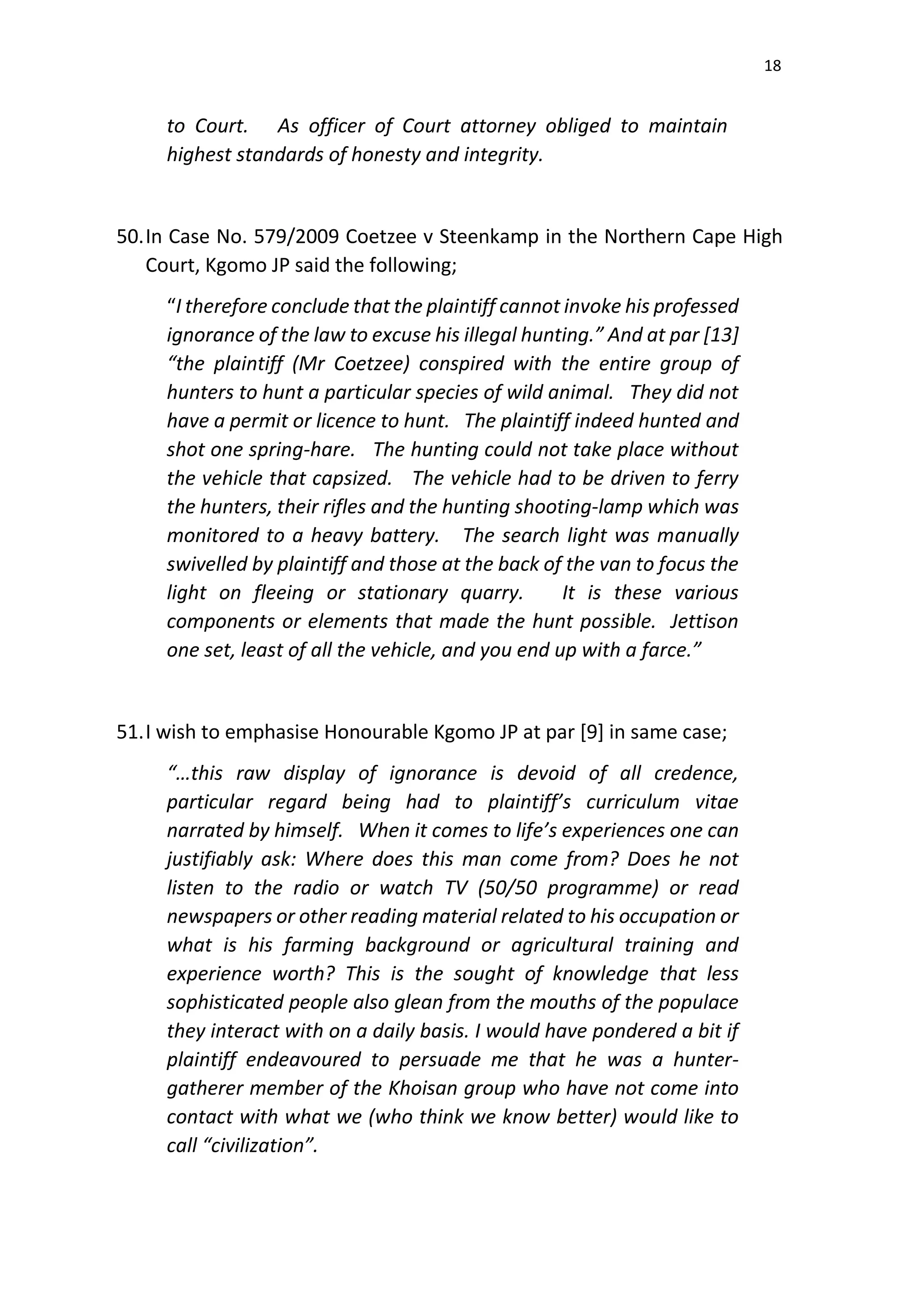 IN THE NORTHERN CAPE HIGH COURT HEADS OF ARGUMENT | PDF | Land and ...