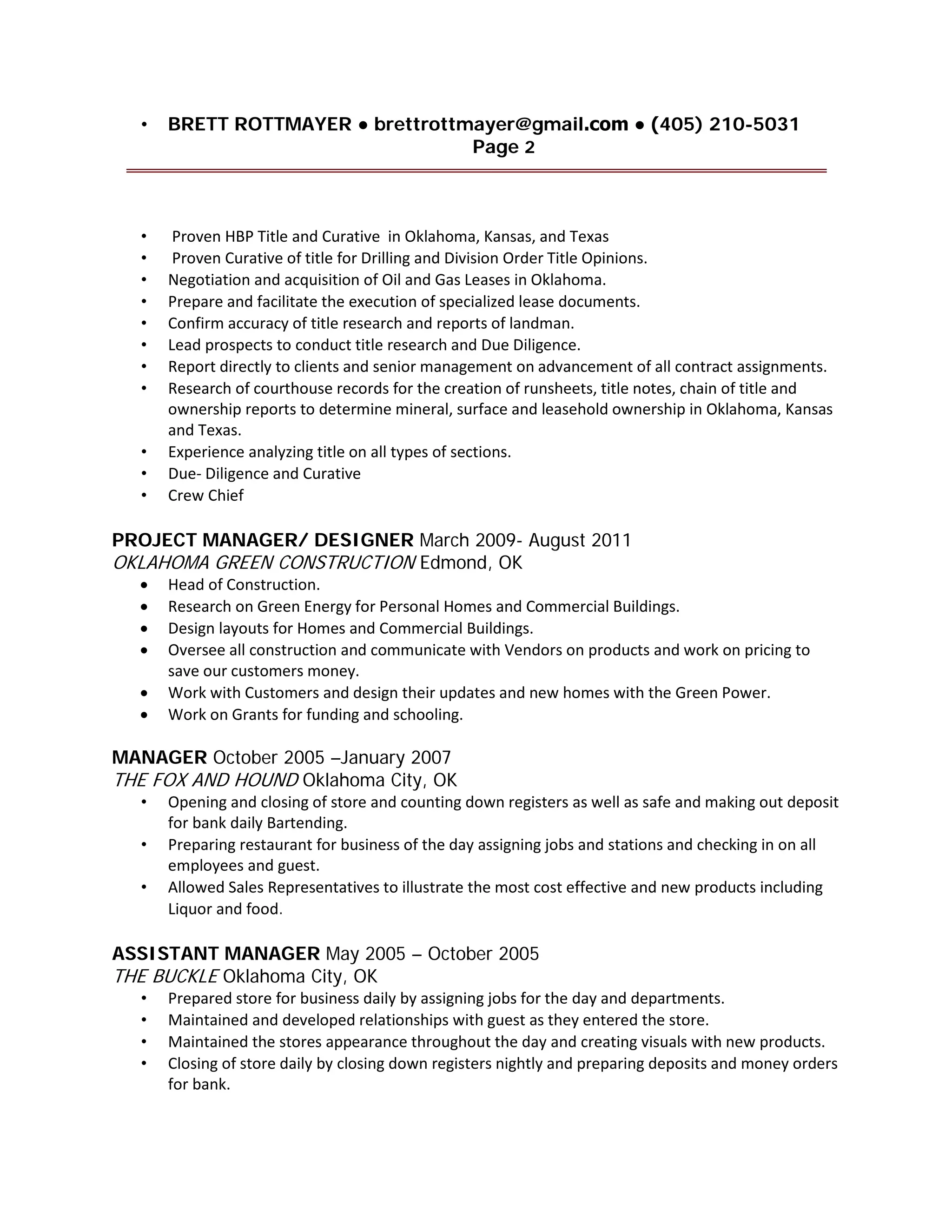 Brett Rottmayer's Work Resume 3 pgs Theatre | PDF