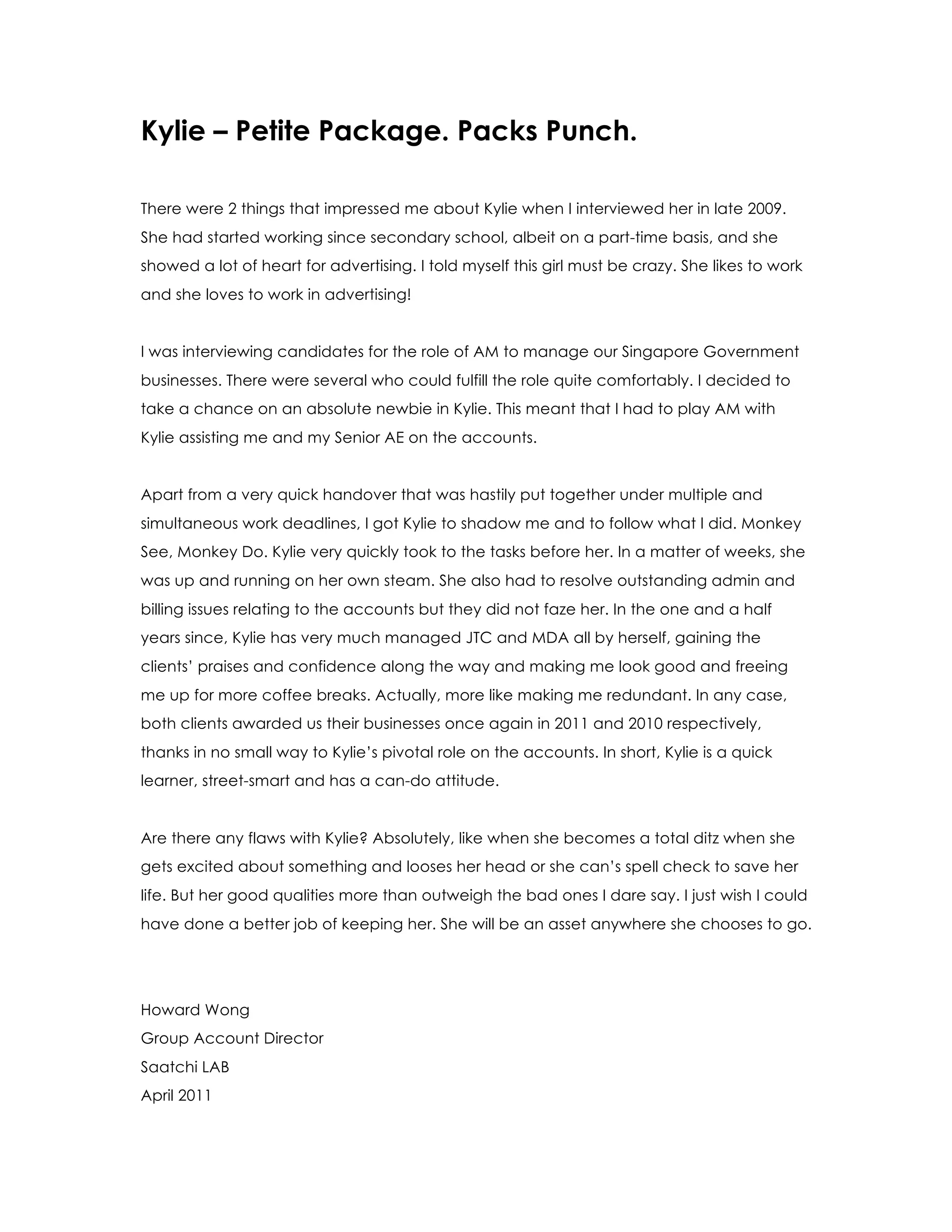 Ms Kylie Goh - Testimonial | PDF