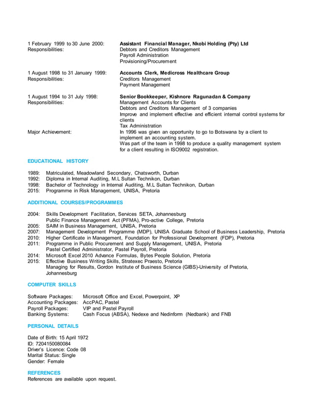 L Padayachee 2 Page CV | DOCX