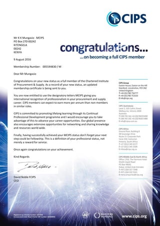 MCIPS-CONGRATULATION LETTER | PDF