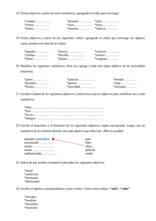 Actividades de sustantivos | PDF