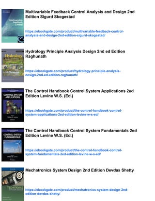 Control System Analysis and Design 2nd ed Edition Chandra | PDF