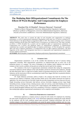 The Mediating Role OfOrganizational Commitments On The Effects Of Work Discipline And ...
