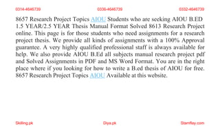 8657 Research Project Topics.pptx | Educational Assessment | Education
