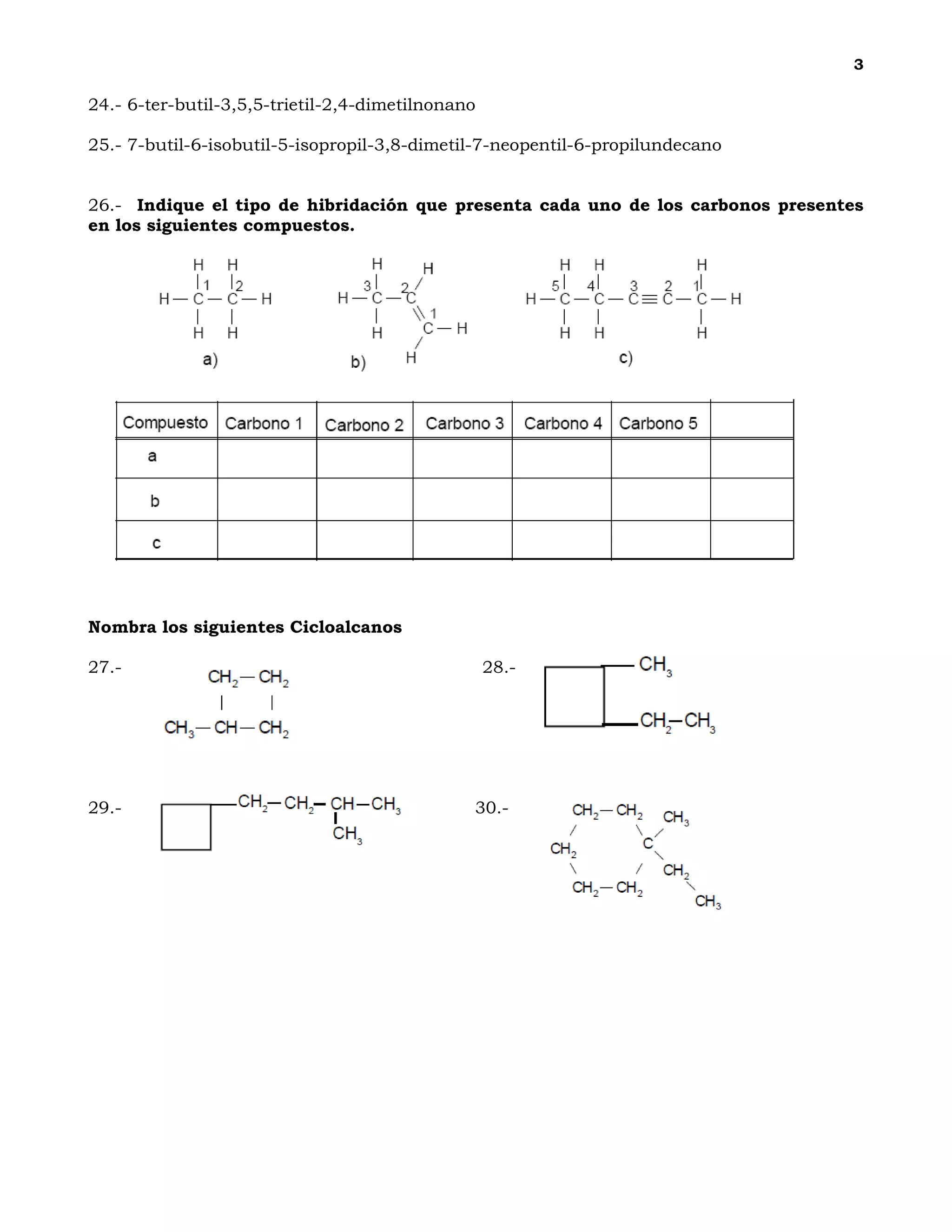 Guia De Ejercicios De Nomenclatura En Quimica Organica Pdf