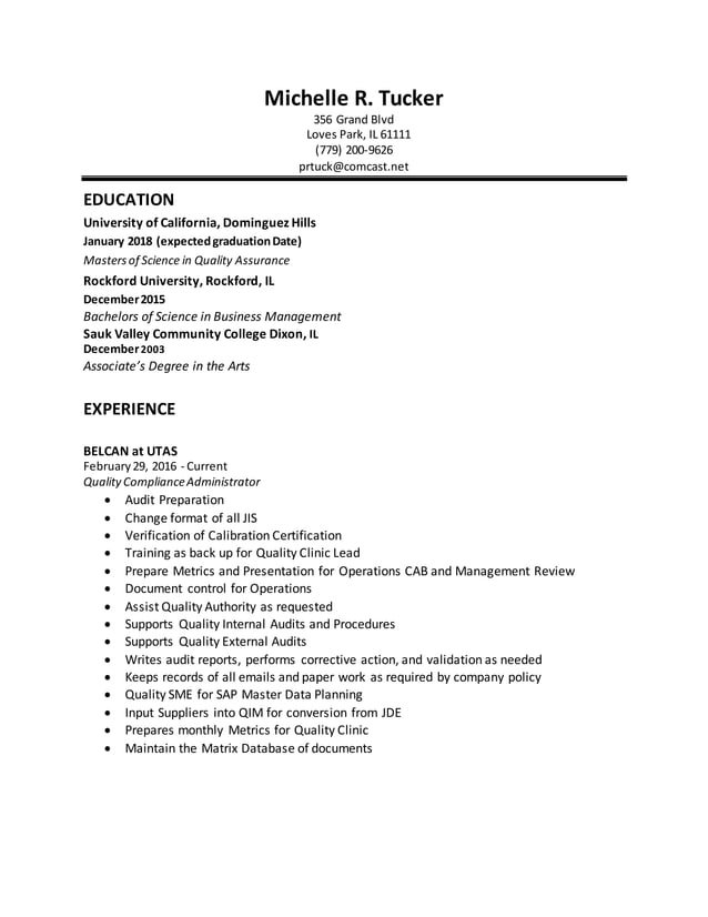 20july2016 Michelle Tucker Resume