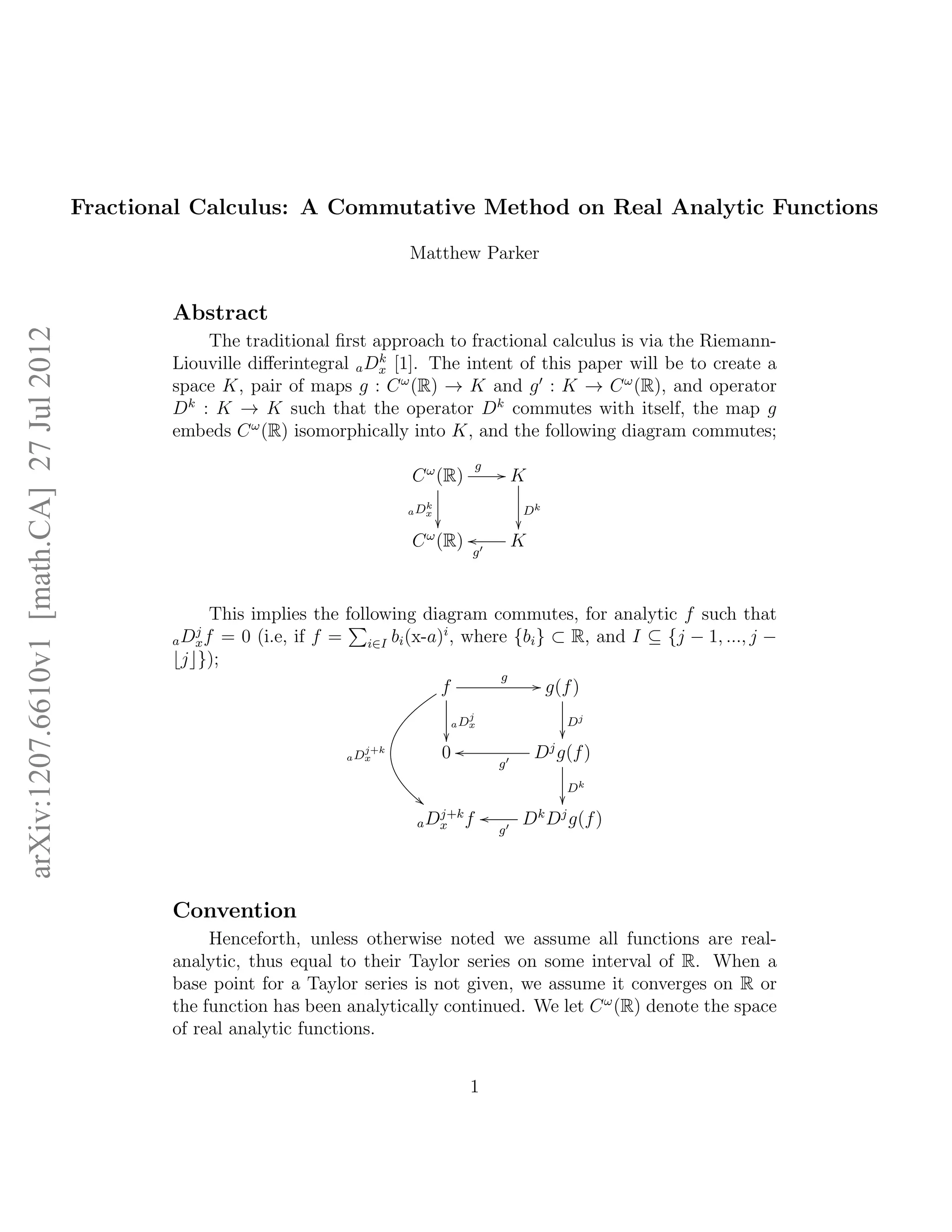 Fractional Calculus A Commutative Method on Real Analytic Functions | PDF