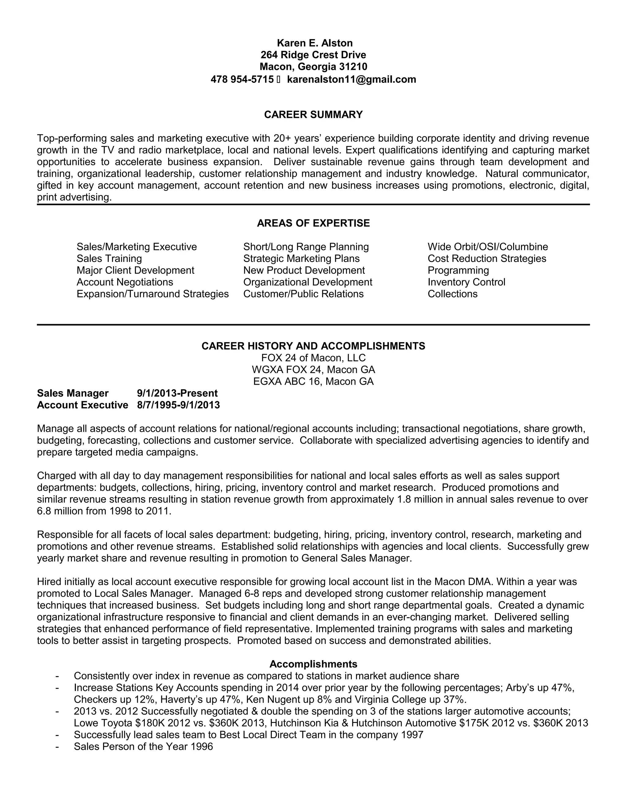 Karen E. Alston resume | DOC