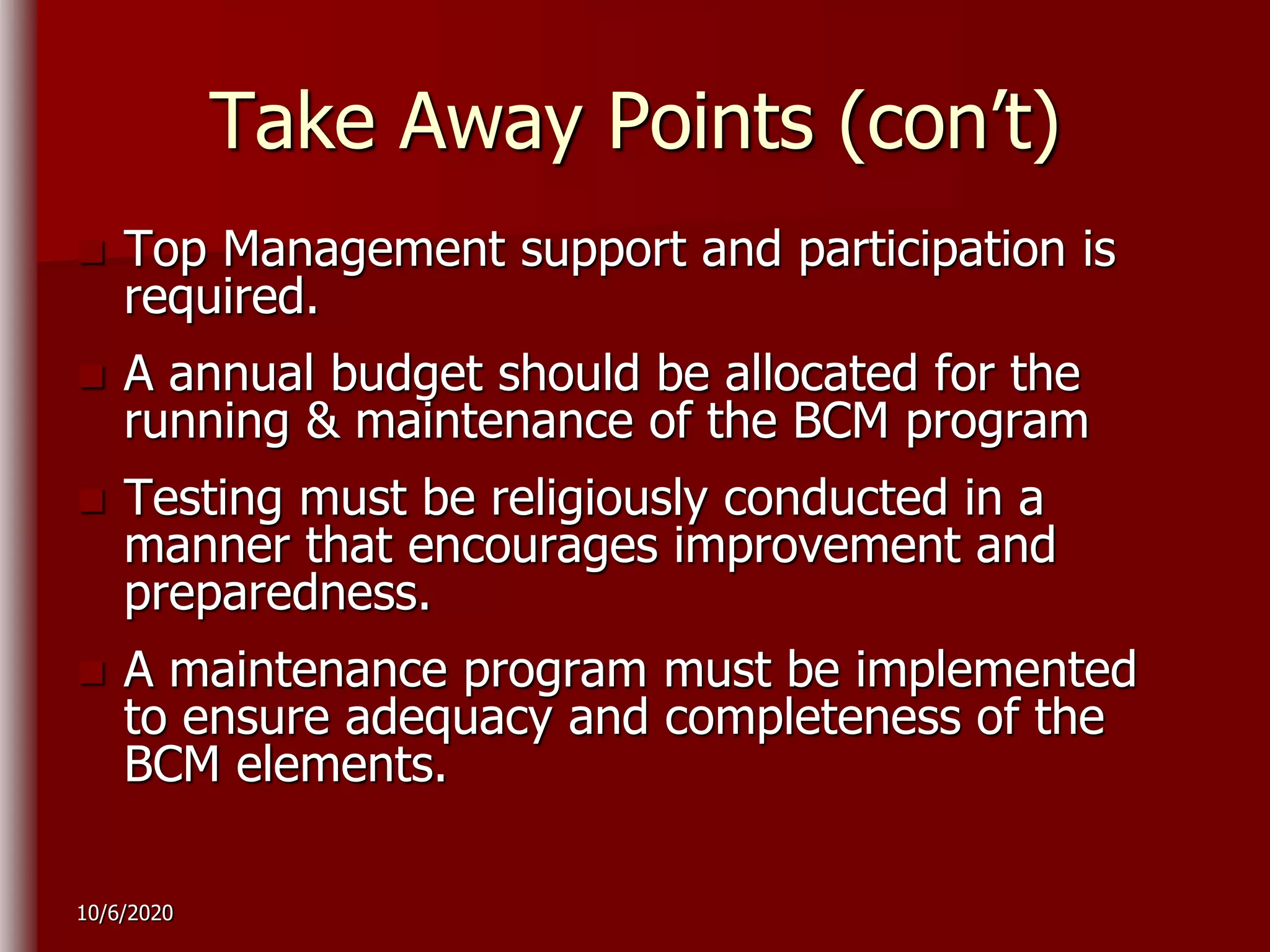 business-continuity-management-awareness-presentation-for-mampu2929 | PPT