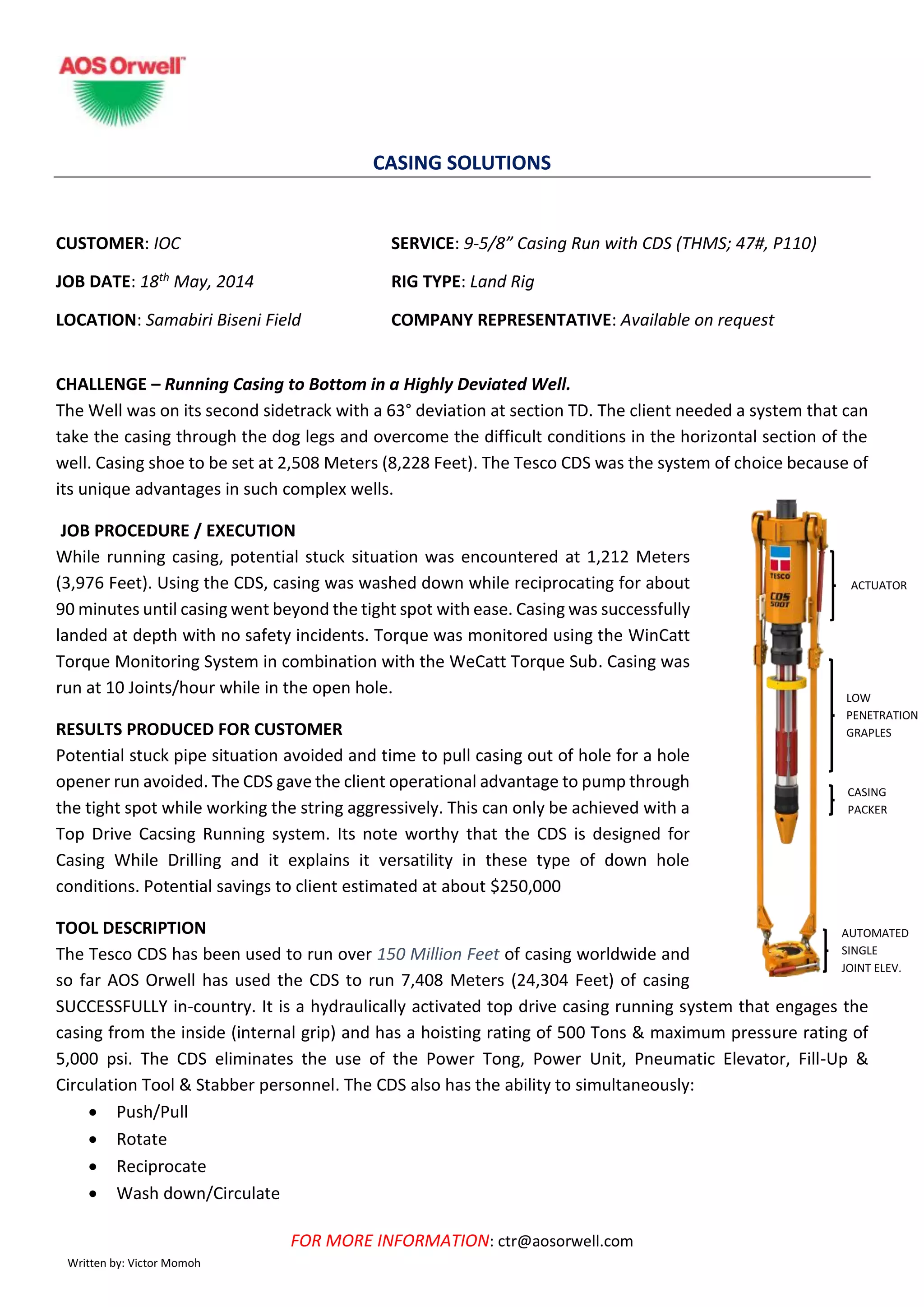 CASING_SOLUTIONS_SAMABIRI_BISENI_FIELD_ | PDF