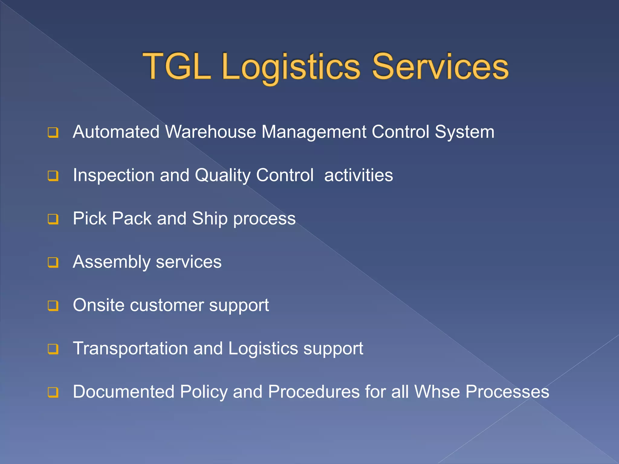 TGL Logistics Power Point. Revised | PPT