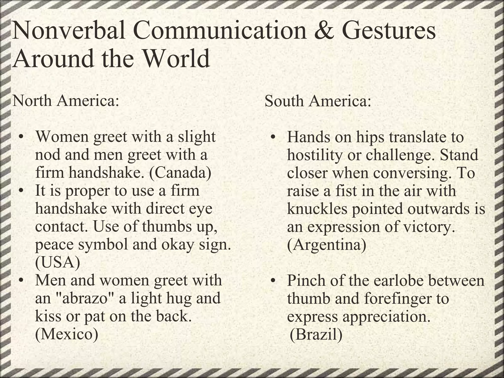 Cultural Study:Nonverbal Communication & Gestures | PPT