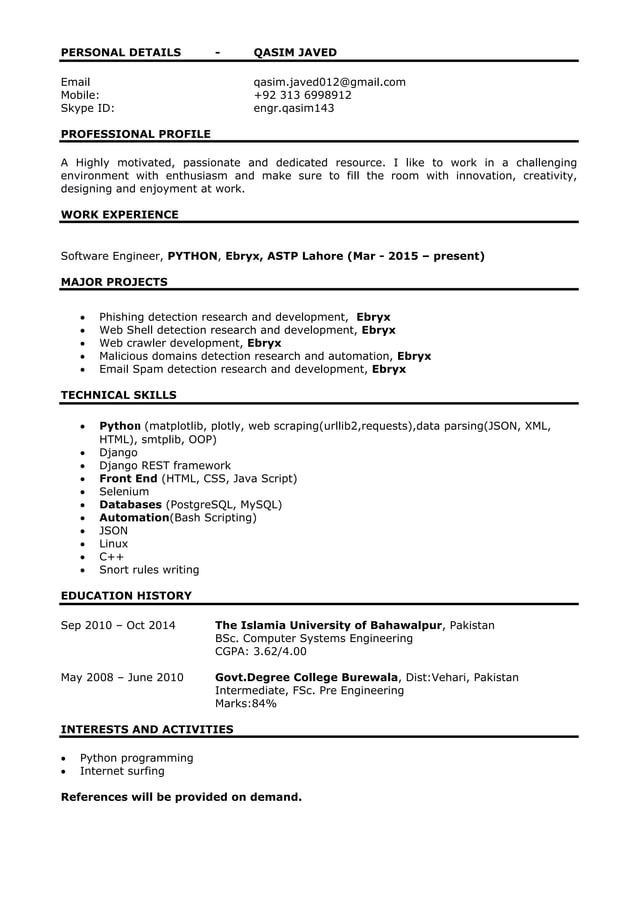 Qasim Javed Resume | PDF